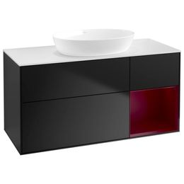 Villeroy & Boch Villeroy und Boch Finion Waschtischunterschrank GA71HBPD 120cm, Abdeckplatte white matt, Emotion, Regale Peony matt lacquer, Black matt lacquer