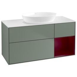 Villeroy & Boch Villeroy und Boch Finion Waschtischunterschrank GA71HBGM 120cm, Abdeckplatte white matt, Emotion, Regale Peony matt lacquer, Olive Matt Lacquer