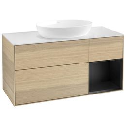 Villeroy & Boch Villeroy und Boch Finion Waschtischunterschrank GA71PDPC 120cm, Abdeckplatte white matt, Emotion, Regale Black matt lacquer, Oak Veneer