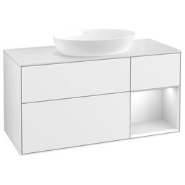 Villeroy & Boch Villeroy und Boch Finion Waschtischunterschrank GA71MTGF 120cm, Abdeckplatte white matt, Emotion, Regale White matt lacquer, Glossy white lacquer
