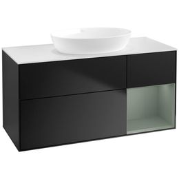 Villeroy & Boch Villeroy und Boch Finion Waschtischunterschrank FA71GMPD 120cm, Abdeckplatte white matt, Regale Olive matt lacquer, Black matt lacquer