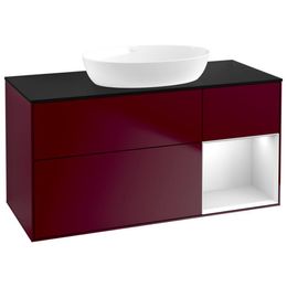 Villeroy & Boch Villeroy und Boch Finion Waschtischunterschrank FA72MTHB 120cm, Abdeckplatte black matt, Regale White matt lacquer, Peony Matt