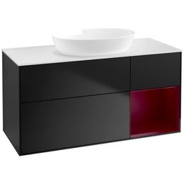 Villeroy & Boch Villeroy und Boch Finion Waschtischunterschrank FA71HBPD 120cm, Abdeckplatte white matt, Regale Peony matt lacquer, Black matt lacquer