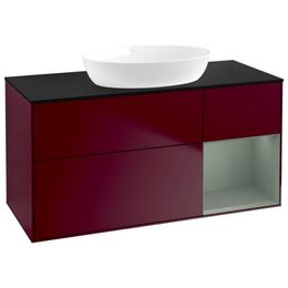 Villeroy & Boch Villeroy und Boch Finion Waschtischunterschrank GA72GMHB 120cm, Abdeckplatte black matt, Emotion, Regale Olive matt lacquer, Peony Matt
