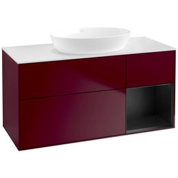 Villeroy & Boch Villeroy und Boch Finion Waschtischunterschrank FA71PDHB 120cm, Abdeckplatte white matt, Regale Black matt lacquer, Peony Matt