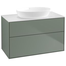 Villeroy & Boch Villeroy und Boch Finion Waschtischunterschrank GA0100GM 100x60,3cm, Emotion, Abdeckplatte white matt, Olive Matt Lacquer