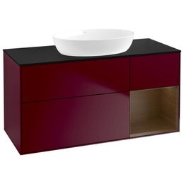 Villeroy & Boch Villeroy und Boch Finion Waschtischunterschrank GA72GNHB 120cm, Abdeckplatte black matt, Emotion, Regale Walnut Veneer, Peony Matt