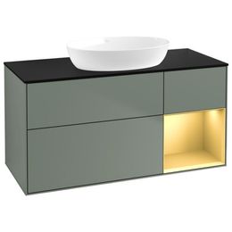 Villeroy & Boch Villeroy und Boch Finion Waschtischunterschrank GA72HFGM 120cm, Abdeckplatte black matt, Emotion, Regale Gold matt lacquer, Olive Matt Lacquer