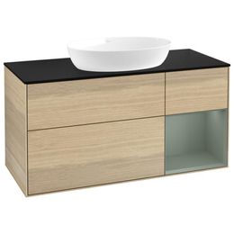 Villeroy & Boch Villeroy und Boch Finion Waschtischunterschrank GA72GMPC 120cm, Abdeckplatte black matt, Emotion, Regale Olive matt lacquer, Oak Veneer