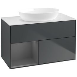 Villeroy & Boch Villeroy und Boch Finion Waschtischunterschrank FA11GKHG 100cm, Abdeckplatte white matt, Regale Anthracite matt lacquer, Midnight Blue Matt Lacquer