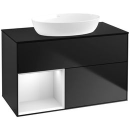 Villeroy & Boch Villeroy und Boch Finion Waschtischunterschrank FA12MTPD 100cm, Abdeckplatte black matt, Regale White matt lacquer, Black matt lacquer