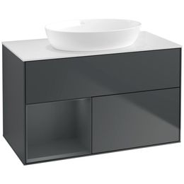 Villeroy & Boch Villeroy und Boch Finion Waschtischunterschrank FA11HGHG 100cm, Abdeckplatte white matt, Regale Midnight matt lacquer, Midnight Blue Matt Lacquer