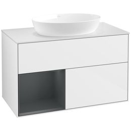 Villeroy & Boch Villeroy und Boch Finion Waschtischunterschrank FA11HGGF 100cm, Abdeckplatte white matt, Regale Midnight matt lacquer, Glossy white lacquer