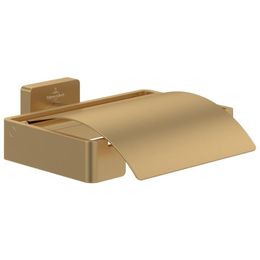 Villeroy & Boch Villeroy und Boch Elements Striking Toilettenpapierhalter TVA15201300076 131x45x115mm, mit Deckel, brushed gold