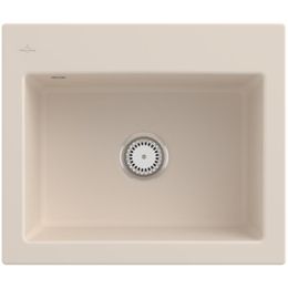 Villeroy & Boch Villeroy und Boch Subway 60 S Einbausp&uuml;le 330901FU mit Ablaufgarnitur, 600 x 510 mm, Handbet&auml;tigung, ivory CeramicPlus