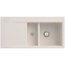 Villeroy & Boch Villeroy und Boch Subway Fl&auml;chenb&uuml;ndige Sp&uuml;le 67121FKR Becken rechts, mit Ablaufgarnitur und Handbet&auml;tigung, Crema