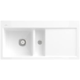 Villeroy & Boch Villeroy und Boch Subway Fl&auml;chenb&uuml;ndige Sp&uuml;le 67701FR1 Becken links, mit Ablaufgarnitur und Handbet&auml;tigung, wei&szlig;