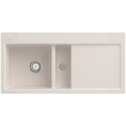 Villeroy & Boch Villeroy und Boch Subway Fl&auml;chenb&uuml;ndige Sp&uuml;le 67701FKR Becken links, mit Ablaufgarnitur und Handbet&auml;tigung, Crema