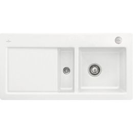 Villeroy & Boch Villeroy und Boch Subway Fl&auml;chenb&uuml;ndige Sp&uuml;le 67122FRW Becken rechts, mit Ablaufgarnitur und Excenterbet&auml;tigung, Stone White