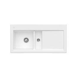 Villeroy & Boch Villeroy und Boch Subway Fl&auml;chenb&uuml;ndige Sp&uuml;le 67702FRW Becken links, mit Ablaufgarnitur und Excenterbet&auml;tigung, Stone White