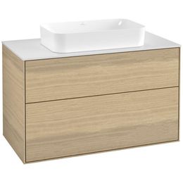 Villeroy & Boch Villeroy und Boch Finion Waschtischunterschrank G64100PC 100x60,3x50,1mm, Wandbeleuchtung, Glass White Matt, Oak Veneer