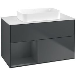 Villeroy & Boch Villeroy und Boch Finion Waschtischunterschrank F651HGHG 100x60,3x50,1cm, Regal links Midnight Blue Matt Lacquer, Midnight Blue Matt Lacquer
