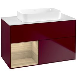 Villeroy & Boch Villeroy und Boch Finion Waschtischunterschrank F651PCHB 100x60,3x50,1cm, Regal links Oak Veneer, Peony Matt