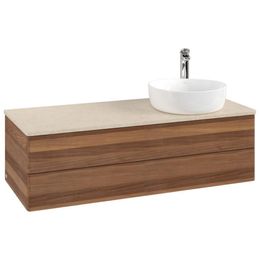 Villeroy & Boch Villeroy und Boch Antao Waschtisch-Unterschrank K23053HM 120x36x50cm, Hahnloch, Waschbeckenplattenfarbe botticino, warm walnut