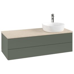 Villeroy & Boch Villeroy und Boch Antao Waschtisch-Unterschrank K23053HL 120x36x50cm, Hahnloch, Waschbeckenplattenfarbe botticino, leaf green matt lacquer
