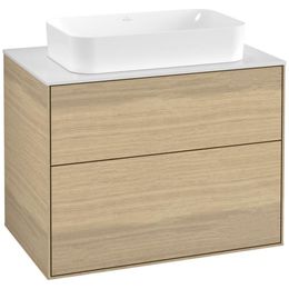 Villeroy & Boch Villeroy und Boch Finion Waschtischunterschrank G63100PC 80x60,3x50,1mm, Wandbeleuchtung, Glass White Matt, Oak Veneer