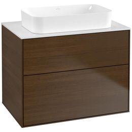 Villeroy & Boch Villeroy und Boch Finion Waschtischunterschrank F63100GN 80x60,3x50,1mm, Glass White Matt, Walnut veneer