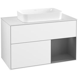 Villeroy & Boch Villeroy und Boch Finion Waschtischunterschrank F661GKGF 100x60,3x50,1cm, Regal rechts Anthracite matt, Glossy white lacquer