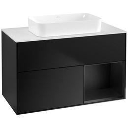Villeroy & Boch Villeroy und Boch Finion Waschtischunterschrank F661PDPD 100x60,3x50,1cm, Regal rechts Black matt lacquer, Black matt lacquer