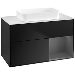Villeroy & Boch Villeroy und Boch Finion Waschtischunterschrank F661GKPD 100x60,3x50,1cm, Regal rechts Anthracite matt, Black matt lacquer