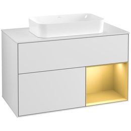 Villeroy & Boch Villeroy und Boch Finion Waschtischunterschrank F661HFMT 100x60,3x50,1cm, Regal rechts Gold matt, White matt lacquer