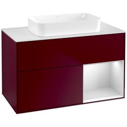 Villeroy & Boch Villeroy und Boch Finion Waschtischunterschrank F661MTHB 100x60,3x50,1cm, Regal rechts White matt lacquer, Peony Matt