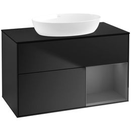 Villeroy & Boch Villeroy und Boch Finion Waschtischunterschrank FA22GKPD 100cm, Abdeckplatte black matt, Regale Anthracite matt lacquer, Black matt lacquer