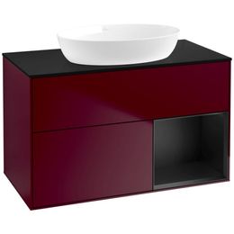 Villeroy & Boch Villeroy und Boch Finion Waschtischunterschrank FA22PDHB 100cm, Abdeckplatte black matt, Regale Black matt lacquer, Peony Matt
