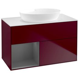 Villeroy & Boch Villeroy und Boch Finion Waschtischunterschrank GA11GKHB 100cm, Abdeckplatte white matt, Emotion, Regale Anthracite matt lacquer, Peony Matt