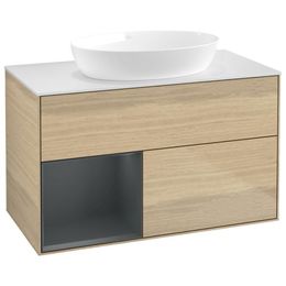Villeroy & Boch Villeroy und Boch Finion Waschtischunterschrank GA11HGPC 100cm, Abdeckplatte white matt, Emotion, Regale Midnight matt lacquer, Oak Veneer