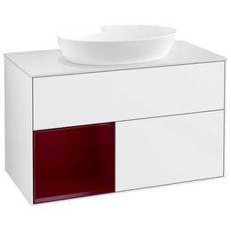 Villeroy & Boch Villeroy und Boch Finion Waschtischunterschrank GA11HBGF 100cm, Abdeckplatte white matt, Emotion, Regale Peony matt lacquer, Glossy white lacquer
