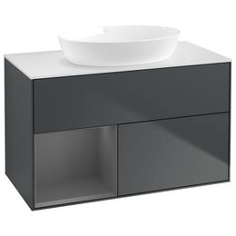Villeroy & Boch Villeroy und Boch Finion Waschtischunterschrank GA11GKHG 100cm, Abdeckplatte white matt, Emotion, Regale Anthracite matt lacquer, Midnight Blue Matt Lacquer