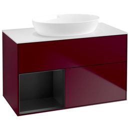 Villeroy & Boch Villeroy und Boch Finion Waschtischunterschrank GA11PDHB 100cm, Abdeckplatte white matt, Emotion, Regale Black matt lacquer, Peony Matt