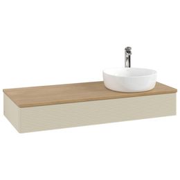 Villeroy & Boch Villeroy und Boch Antao Waschtisch-Unterschrank K12151HJ 120x19x50cm, Hahnloch, Waschbeckenplattenfarbe honey oak, silk grey matt lacquer
