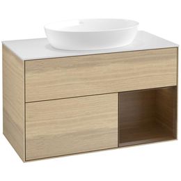 Villeroy & Boch Villeroy und Boch Finion Waschtischunterschrank FA21GNPC 100cm, Abdeckplatte white matt, Regale Walnut Veneer, Oak Veneer