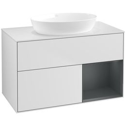 Villeroy & Boch Villeroy und Boch Finion Waschtischunterschrank FA21HGMT 100cm, Abdeckplatte white matt, Regale Midnight matt lacquer, White matt lacquer