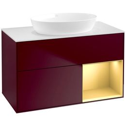 Villeroy & Boch Villeroy und Boch Finion Waschtischunterschrank FA21HFHB 100cm, Abdeckplatte white matt, Regale Gold matt lacquer, Peony Matt