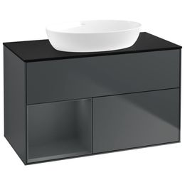 Villeroy & Boch Villeroy und Boch Finion Waschtischunterschrank GA12HGHG 100cm, Abdeckplatte black matt, Emotion, Regale Midnight matt lacquer, Midnight Blue Matt Lacquer