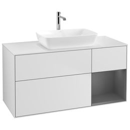 Villeroy & Boch Villeroy und Boch Finion Waschtischunterschrank G831GKMT 120cm, Abdeckplatte white matt, Emotion, Regale Anthracite matt lacquer, White matt lacquer
