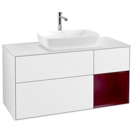 Villeroy & Boch Villeroy und Boch Finion Waschtischunterschrank G831HBGF 120cm, Abdeckplatte white matt, Emotion, Regale Peony matt lacquer, Glossy white lacquer